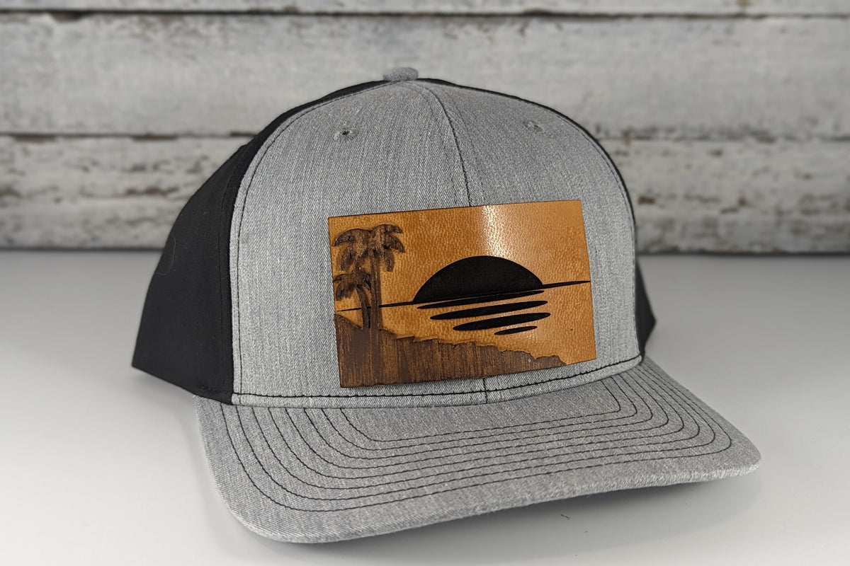 Palm Tree Beach Wooden Patch Hat – Caps Elevated