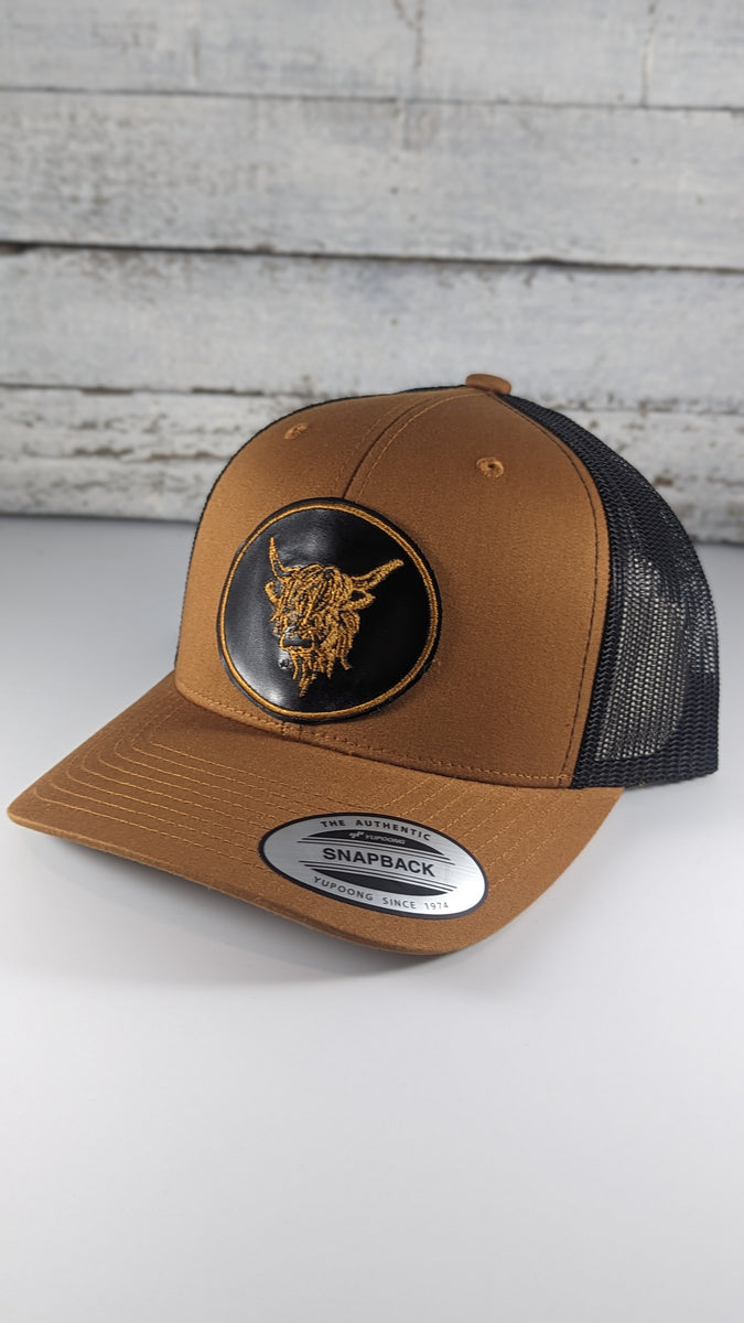 Highland Cow Embroidered Leather Patch Hat – Caps Elevated